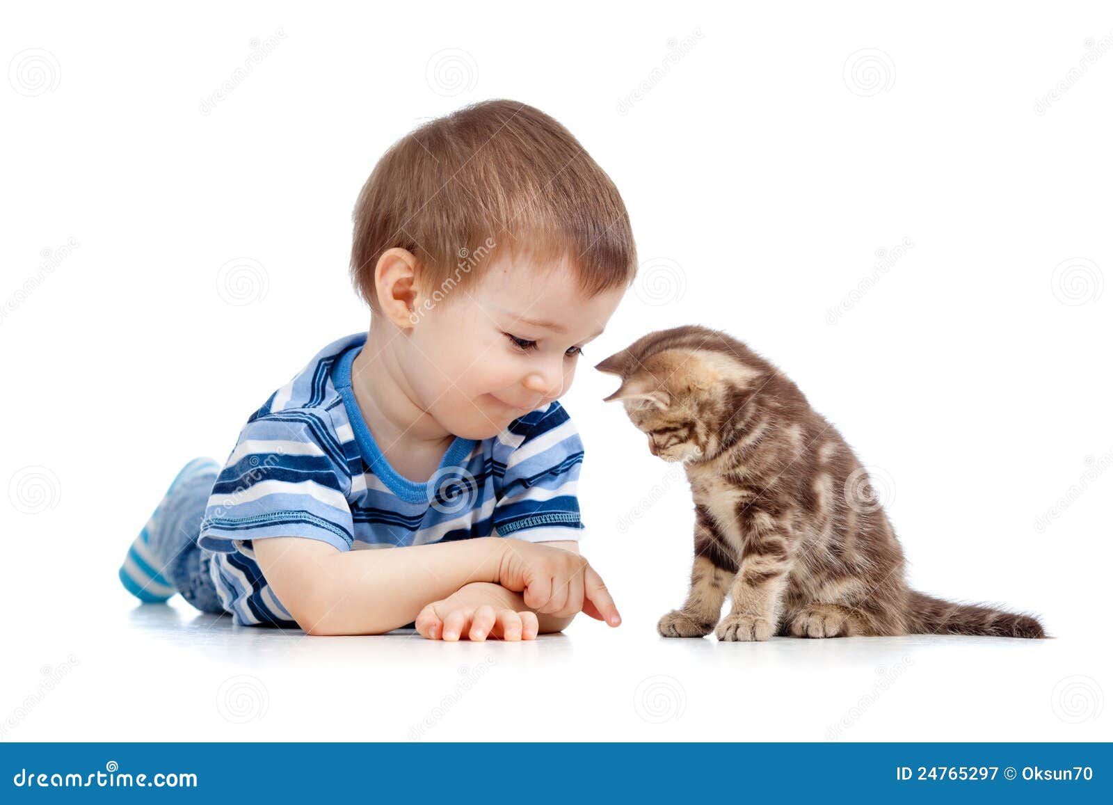 Kid playing with cat pet stock image. Image of lying - 24765297