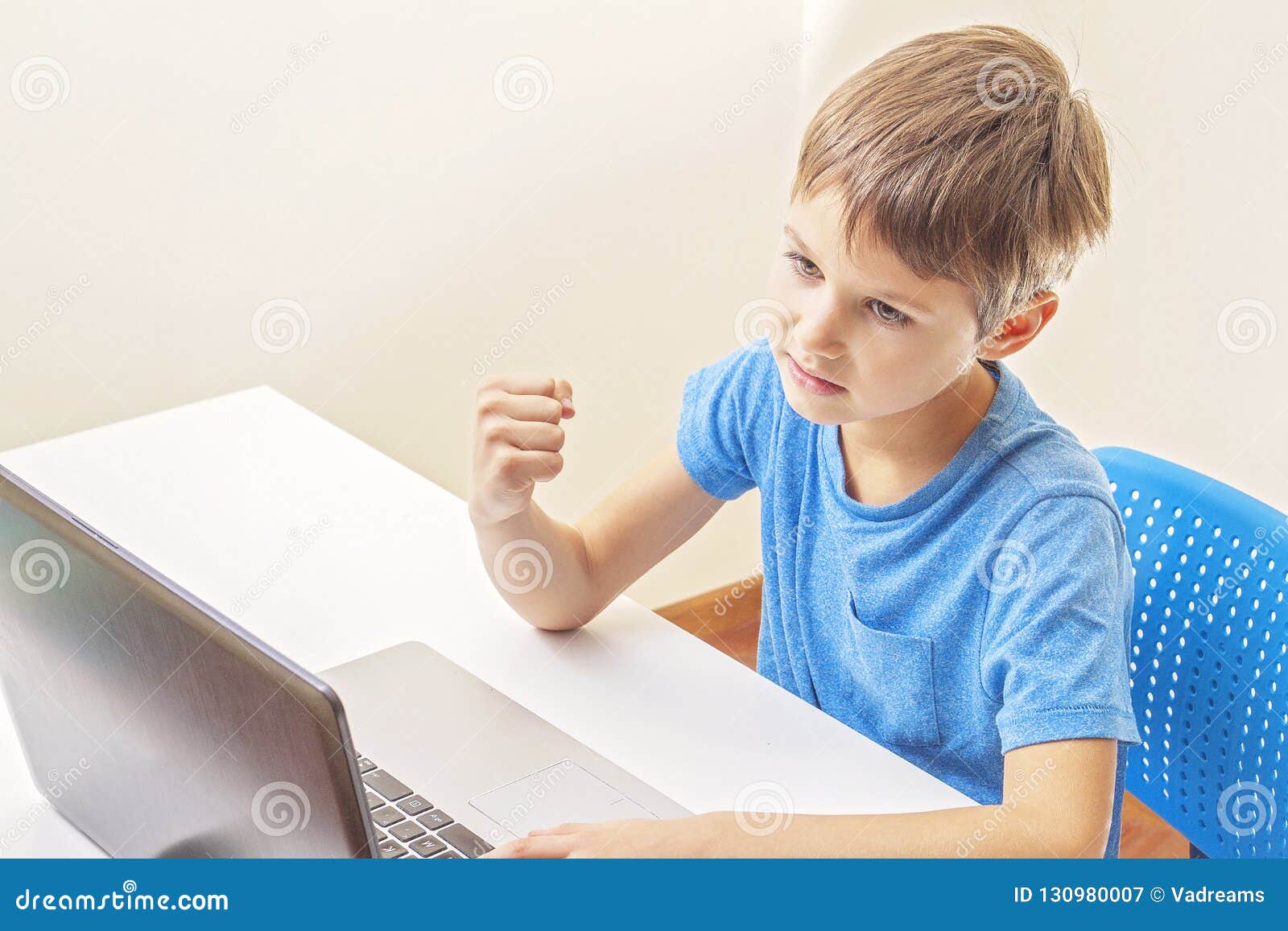 Kid Playing Computer Games with Laptop at Home Stock Image - Image of ...