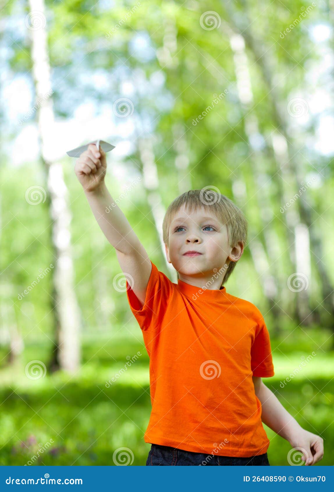 Kid Playing and Flying a Paper Air-plane Stock Photo - Image of happy ...