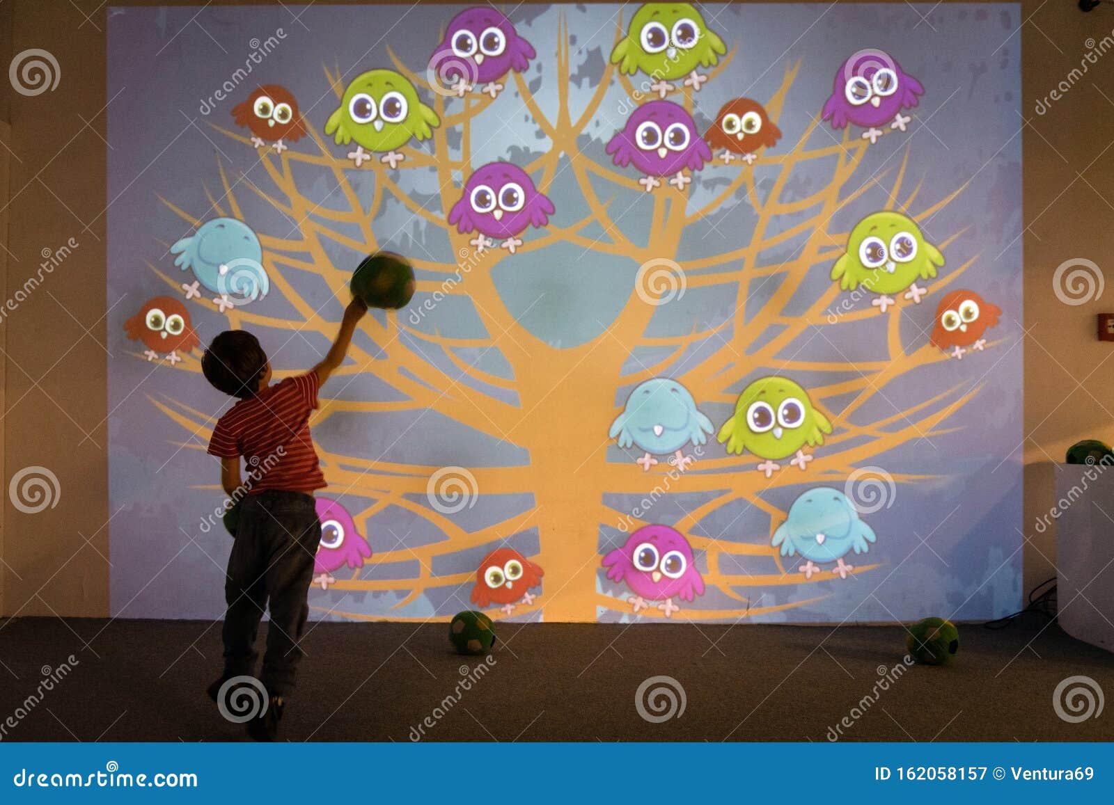 Kid Playing Interactive Game Projected To the Wall Editorial ...