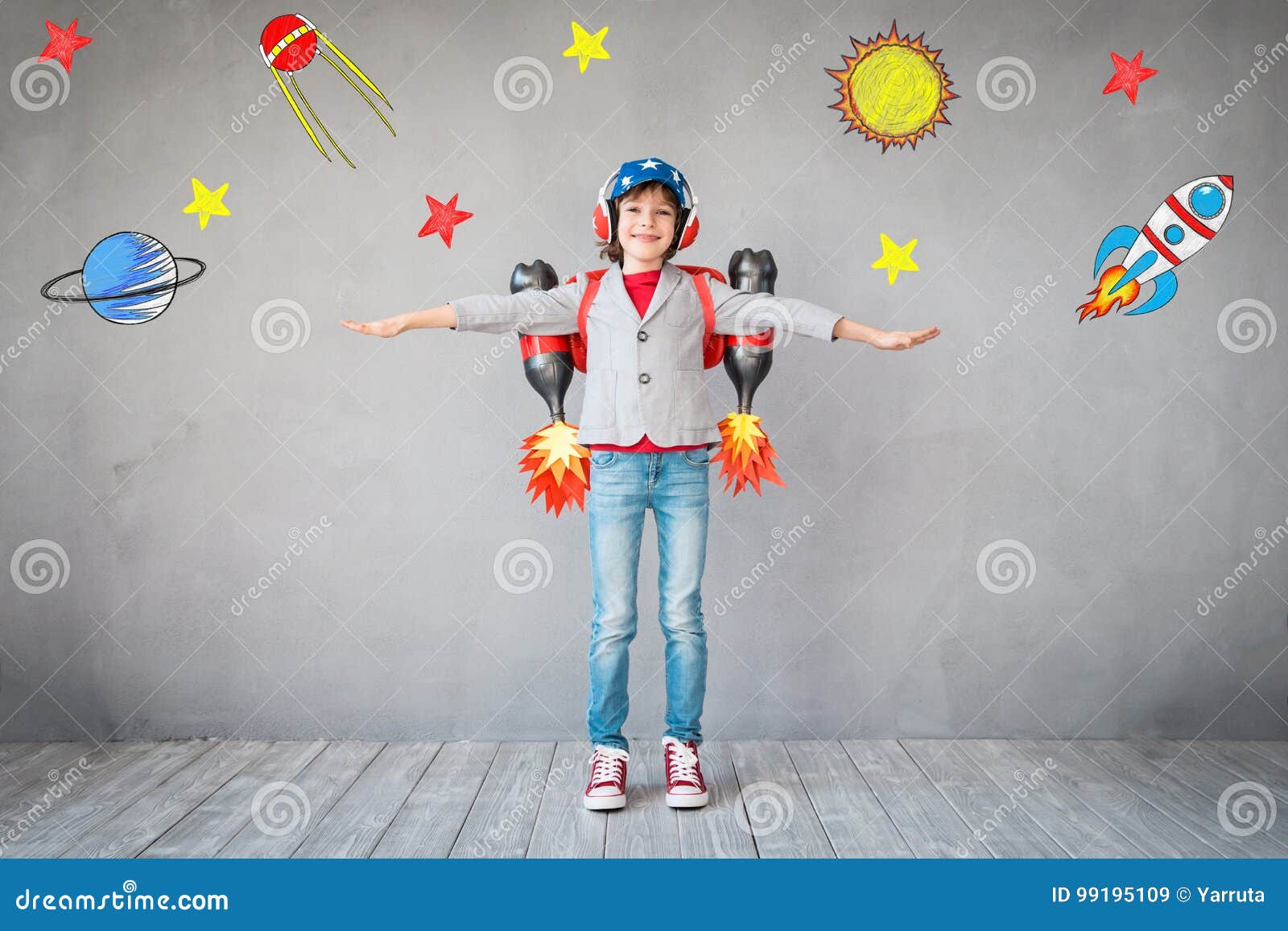 Kid Playing with Jet Pack at Home Stock Image - Image of pilot ...