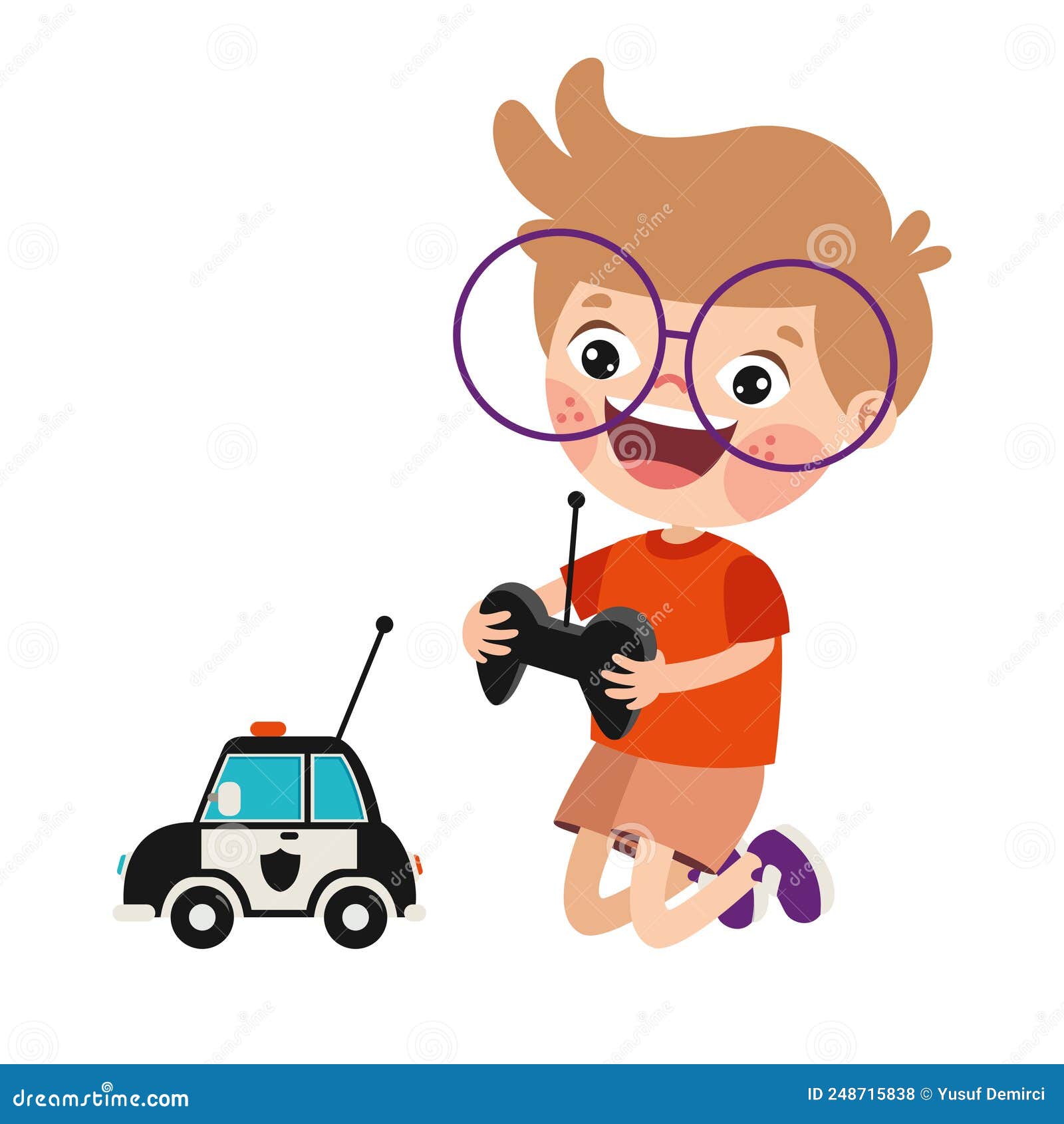 Kid Playing with Remote Control Car Stock Illustration - Illustration ...