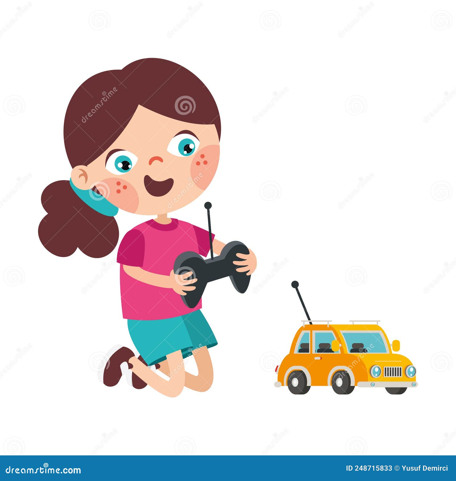 Kid Playing with Remote Control Car Stock Illustration - Illustration ...