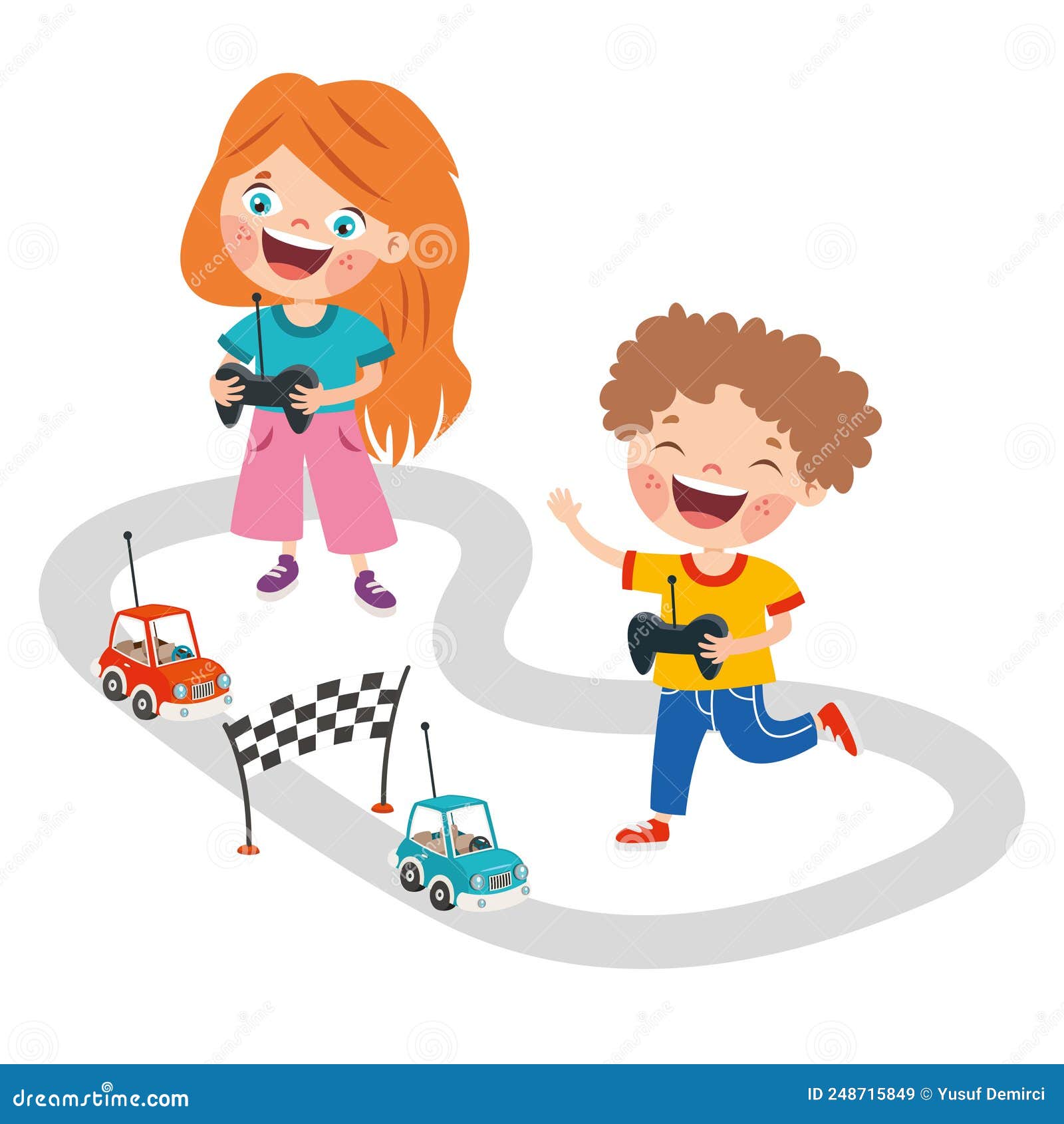 Kid Playing with Remote Control Car Stock Illustration - Illustration ...