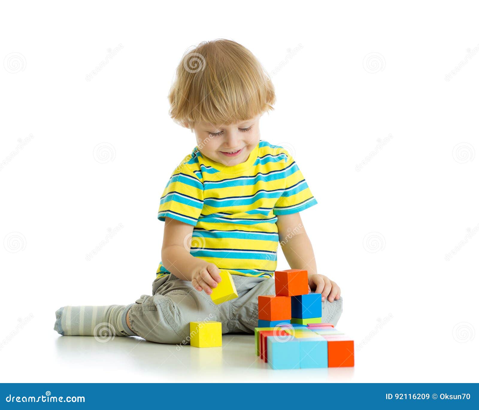 Kid playing toy blocks stock image. Image of little, concentration ...