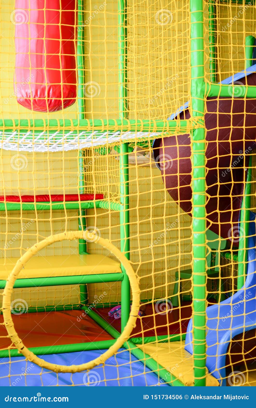 Kid Playroom with Safety Net Stock Photo - Image of apartment, inside ...