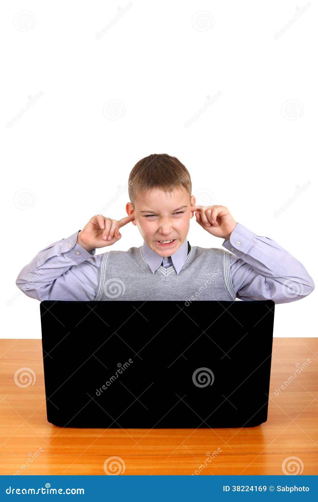 Kid plug the Ears stock image. Image of isolated, male - 38224169