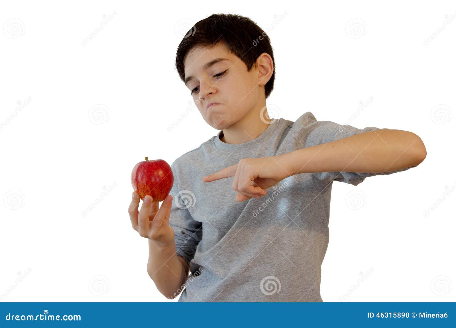 Kid pointing an Apple stock photo. Image of pack, caucasian - 46315890