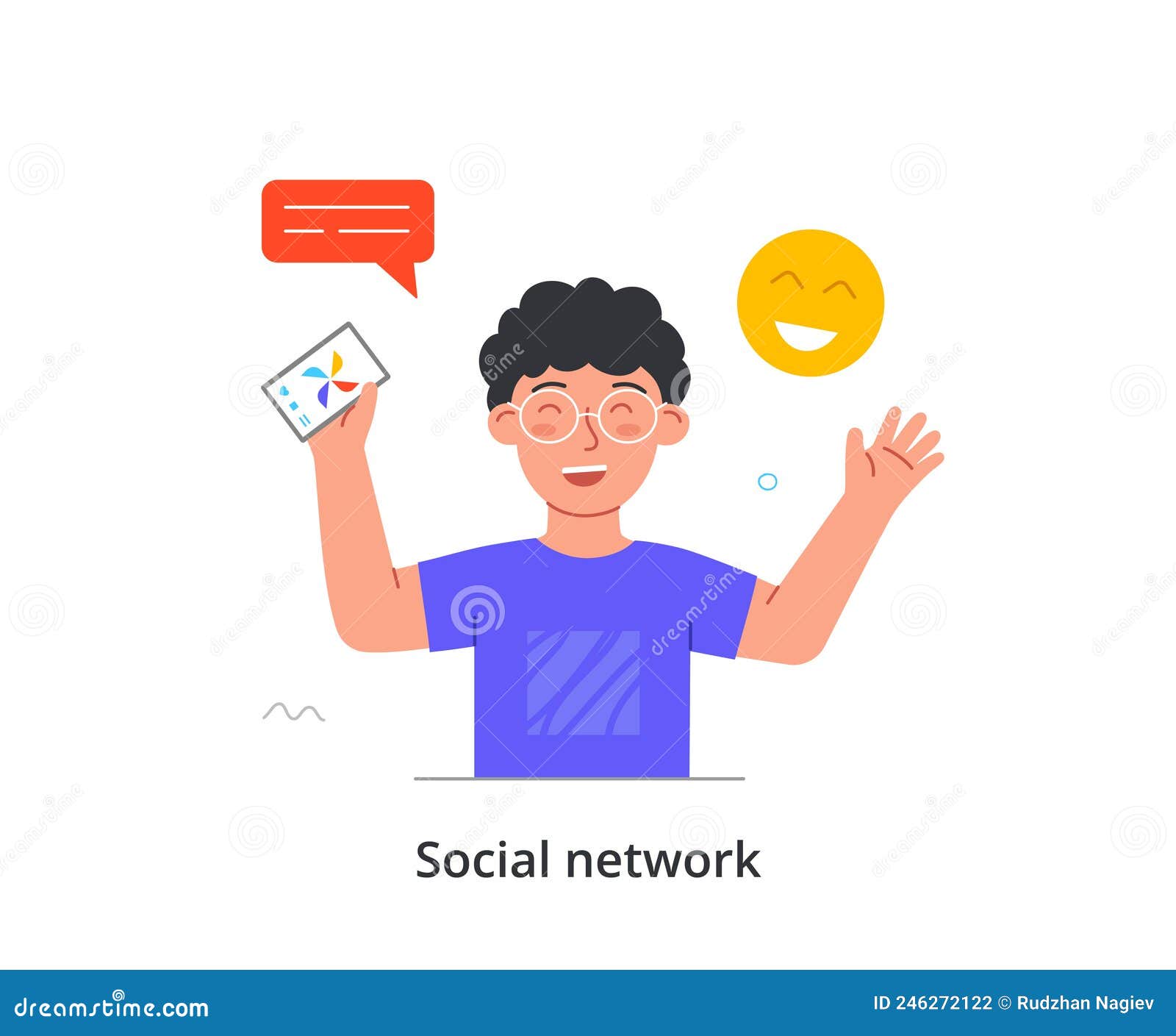 Kid Posting and Commenting on Social Network Stock Vector ...