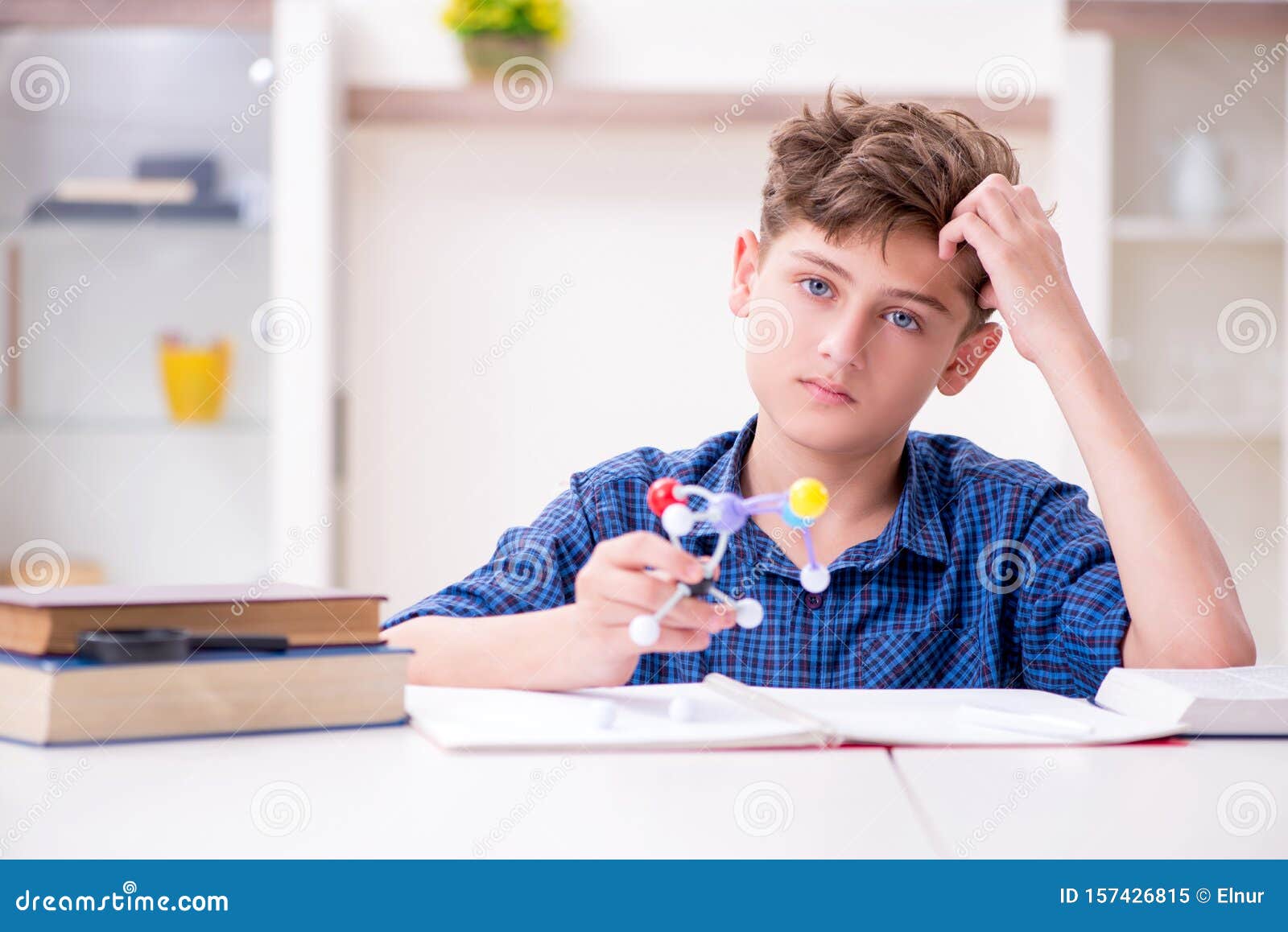 Kid Preparing for School at Home Stock Image - Image of molecular ...