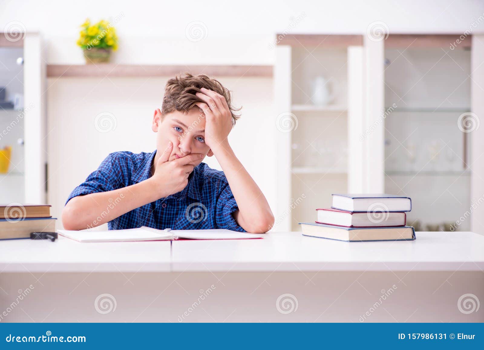 Kid Preparing for School at Home Stock Image - Image of preparation ...