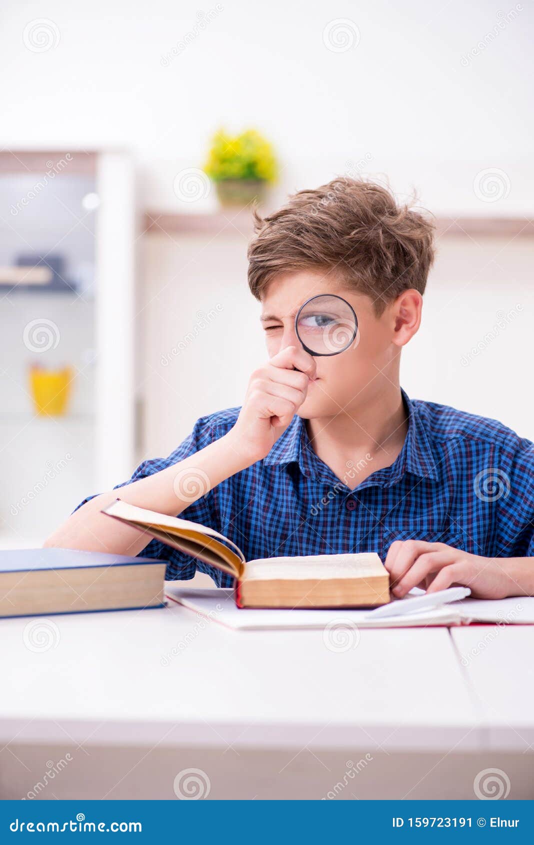 Kid Preparing for School at Home Stock Image - Image of loupe, home ...