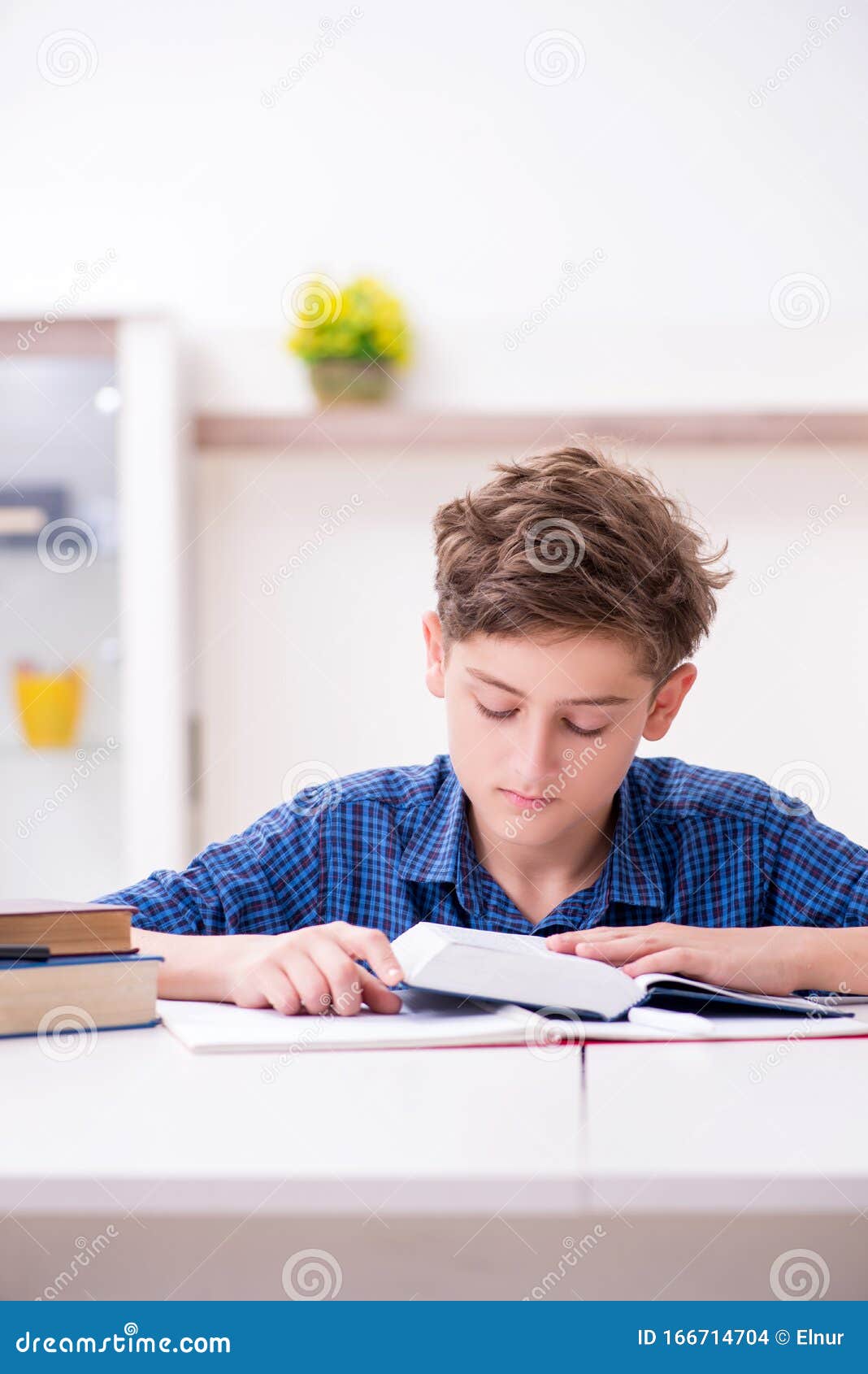 Kid Preparing for School at Home Stock Photo - Image of house, books ...