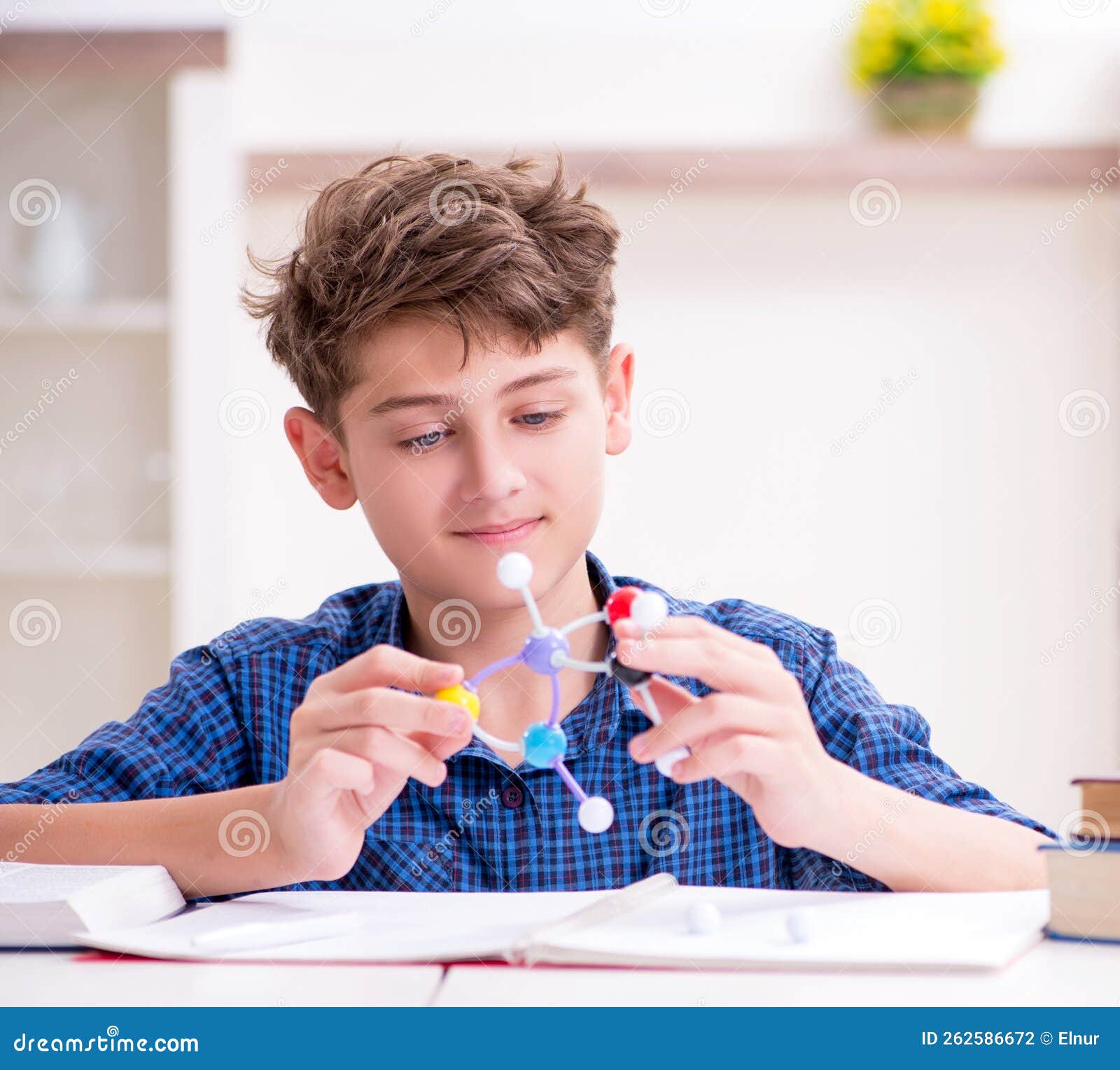 Kid Preparing for School at Home Stock Photo - Image of exam, molecular ...
