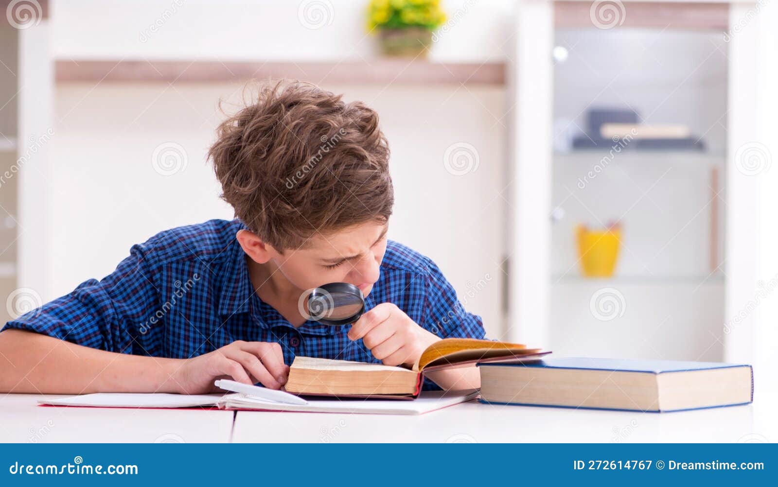Kid Preparing for School at Home Stock Image - Image of lesson, exams ...