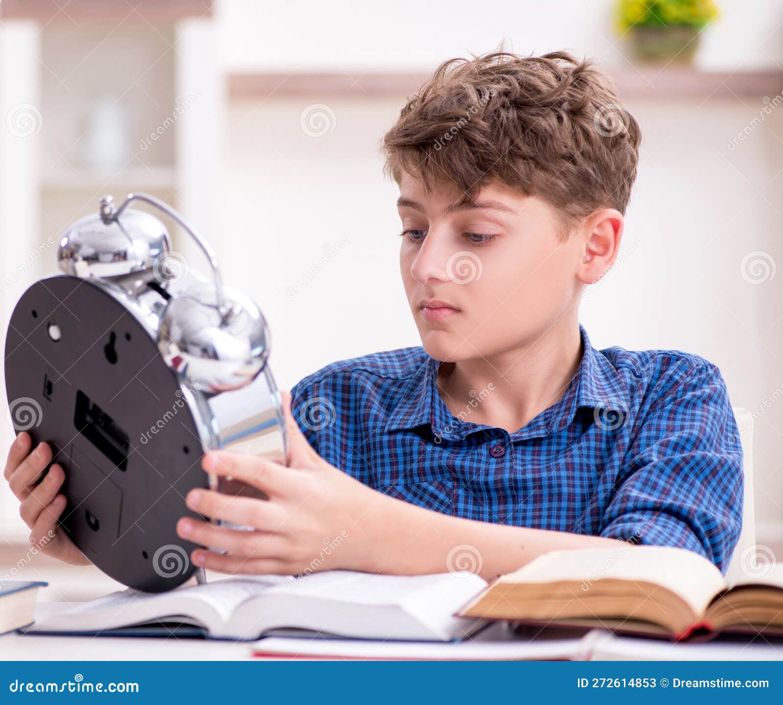 Kid Preparing for School at Home Stock Image - Image of late, book ...