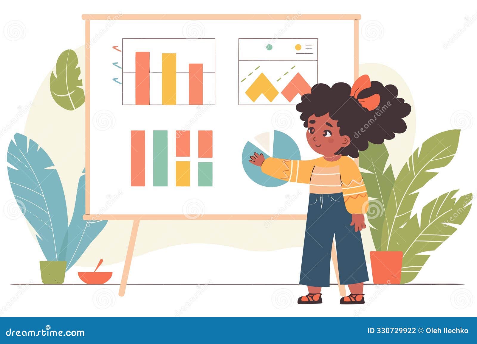 Kid Presenting Slides Isolated Vector Style Stock Vector - Illustration ...