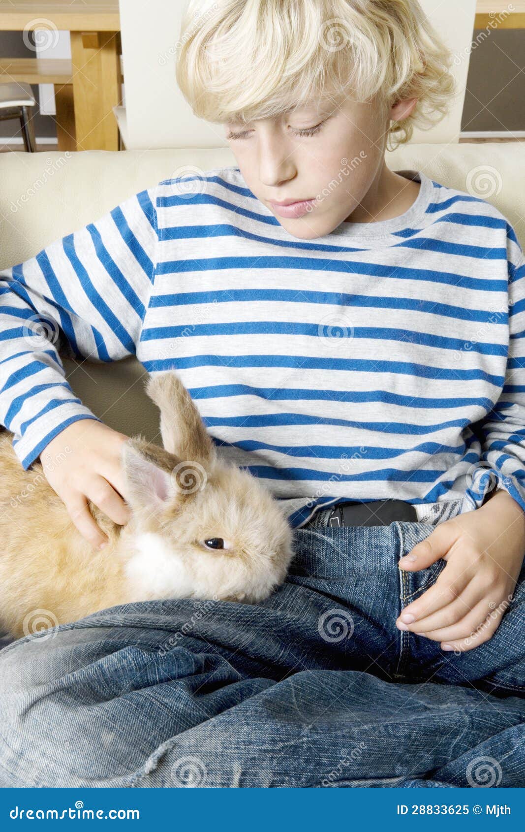 Kid with Rabbit at Home stock image. Image of child, childhood - 28833625