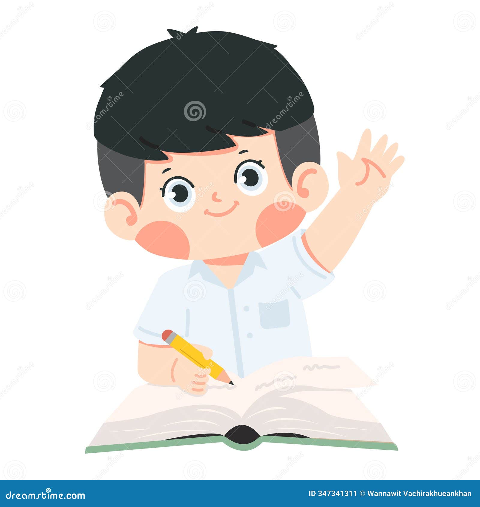Kid Raise Hand To Answer the Question Stock Vector - Illustration of ...