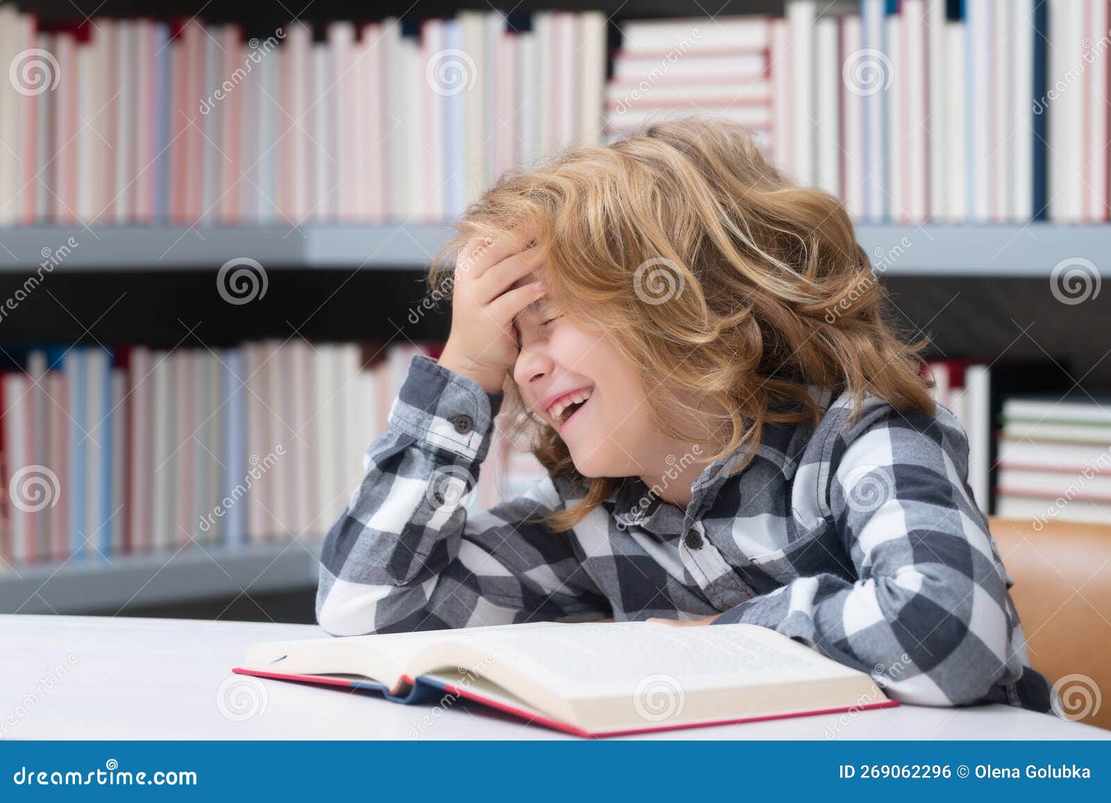 Kid Reading Book in a Book Store or Library, Stock Photo - Image of ...