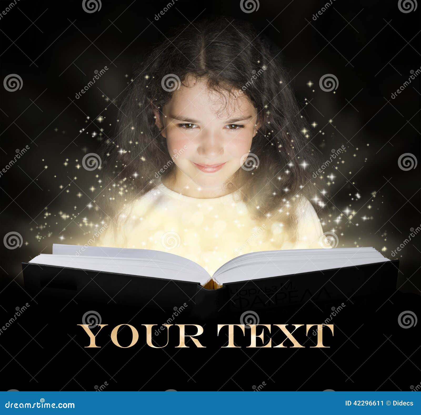 Kid reading the magic book stock image. Image of darkness - 42296611