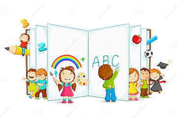 Kid reading Open Book stock vector. Illustration of happy - 25678656