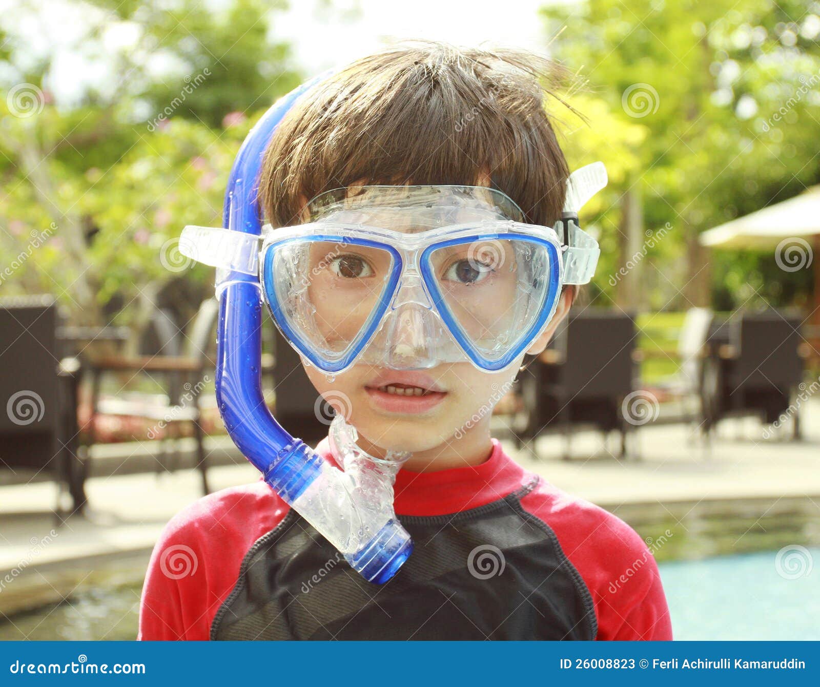 Kid ready to swim stock image. Image of brother, smiling - 26008823