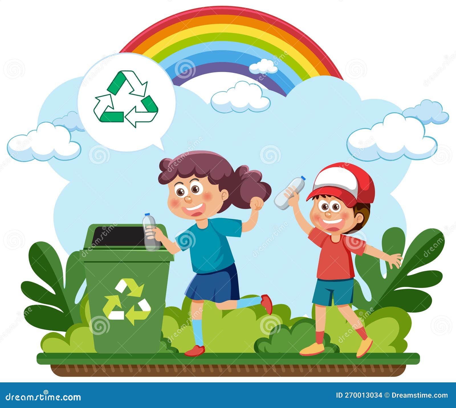 Kid recycle bin cartoon stock vector. Illustration of blank - 270013034
