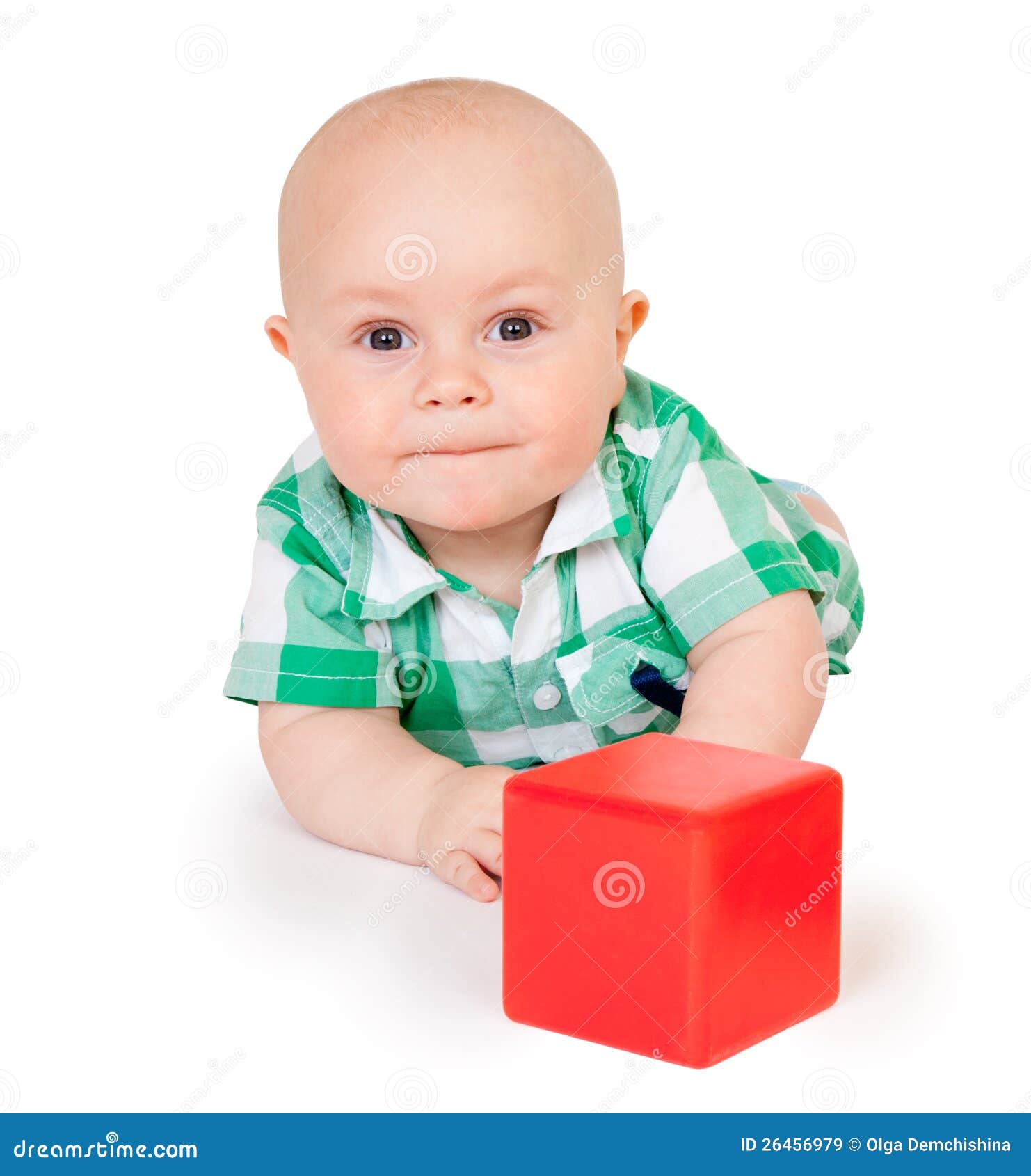 Kid with a red cube stock image. Image of play, child - 26456979