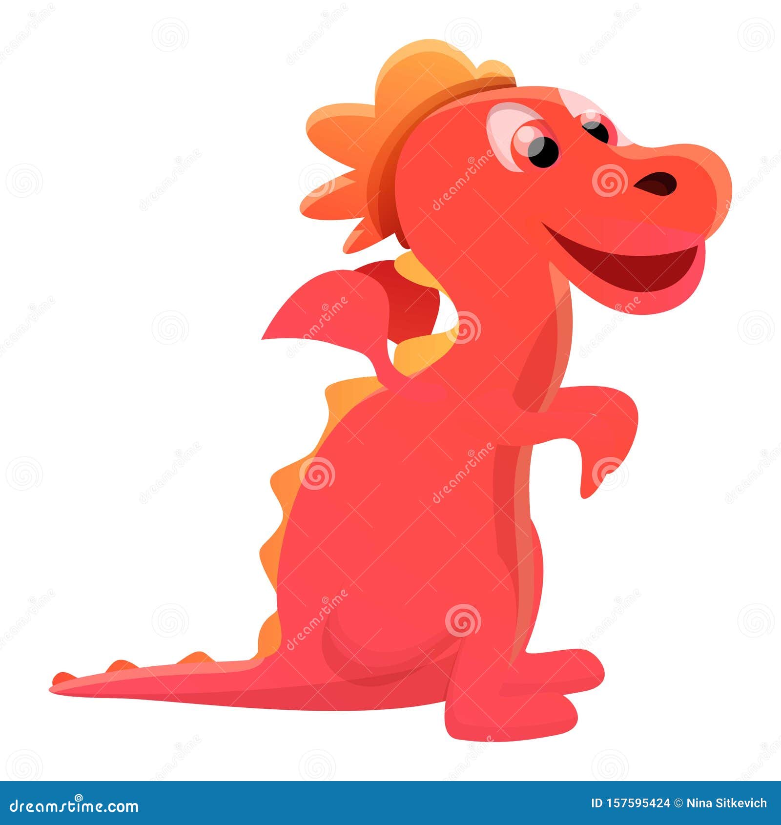 Kid Red Dragon Icon, Cartoon Style Stock Vector - Illustration of face ...