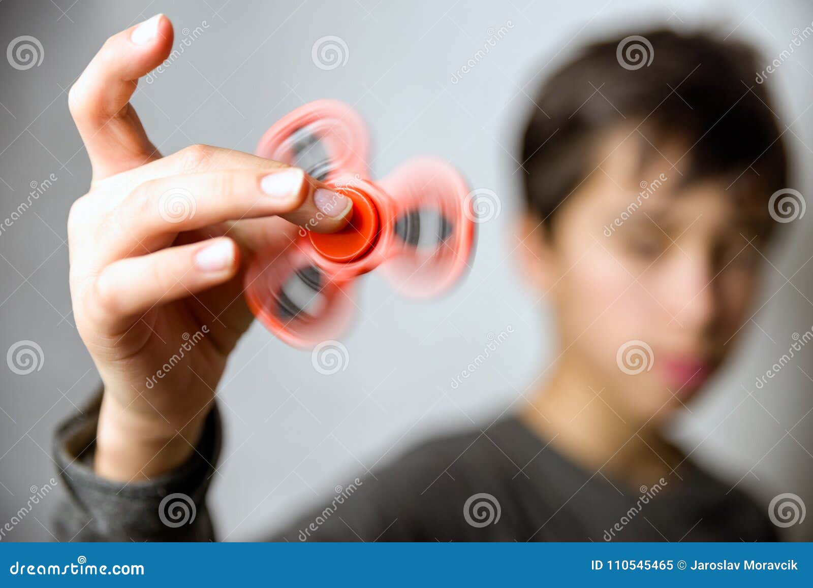Kid with Fidget Spinner in Hand Stock Image - Image of spinner ...