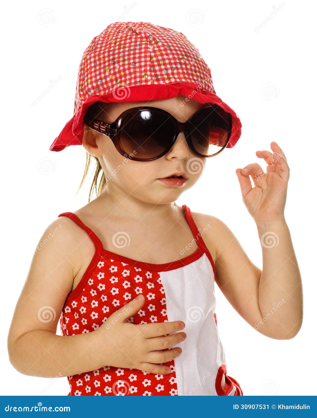 Kid in the Red Hat and Sunglasses Stock Image - Image of childhood ...