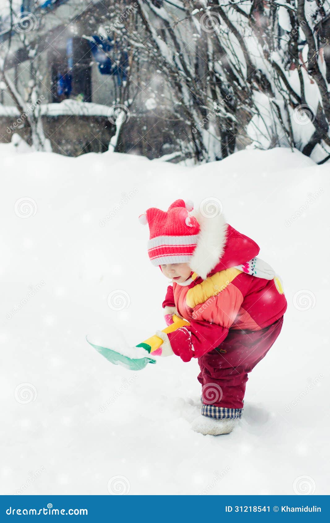 The Kid in Red Jacket Winter. Stock Image - Image of nature, daughter ...