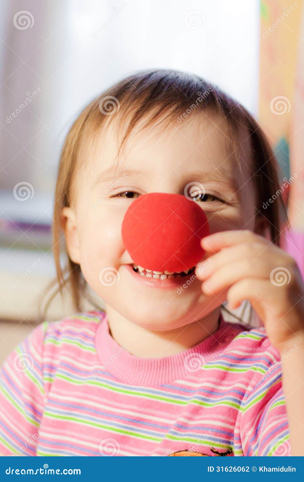 Kid with red nose stock photo. Image of cheerful, face - 31626062
