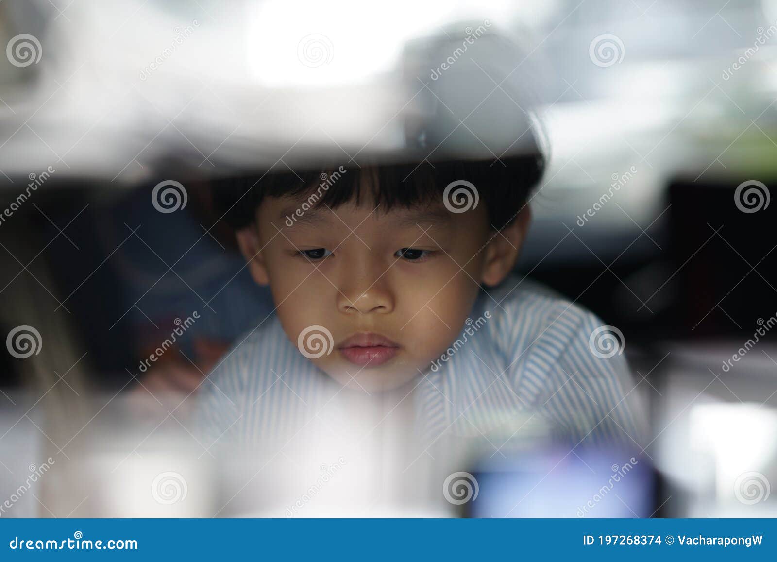 Kid Reflection in Rear Reflection Mirror Stock Photo - Image of ...