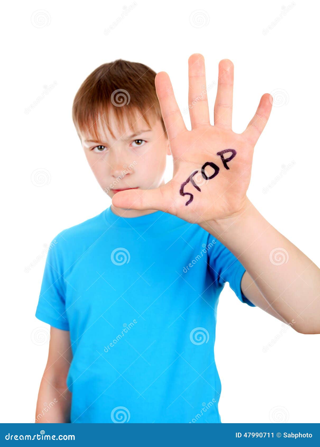 Kid with refusal Gesture stock image. Image of brave - 47990711
