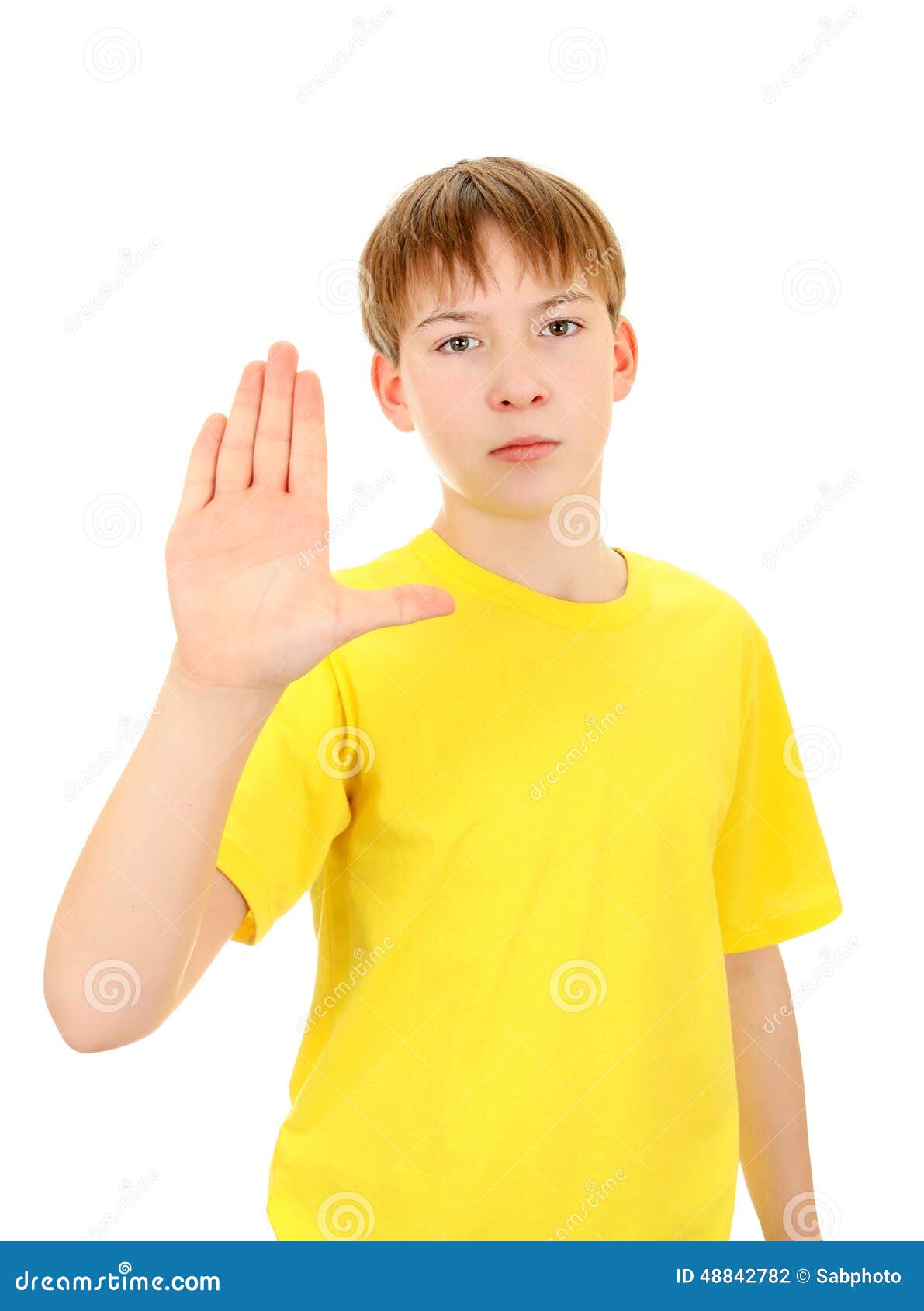 Kid with refusal Gesture stock photo. Image of boyhood - 48842782