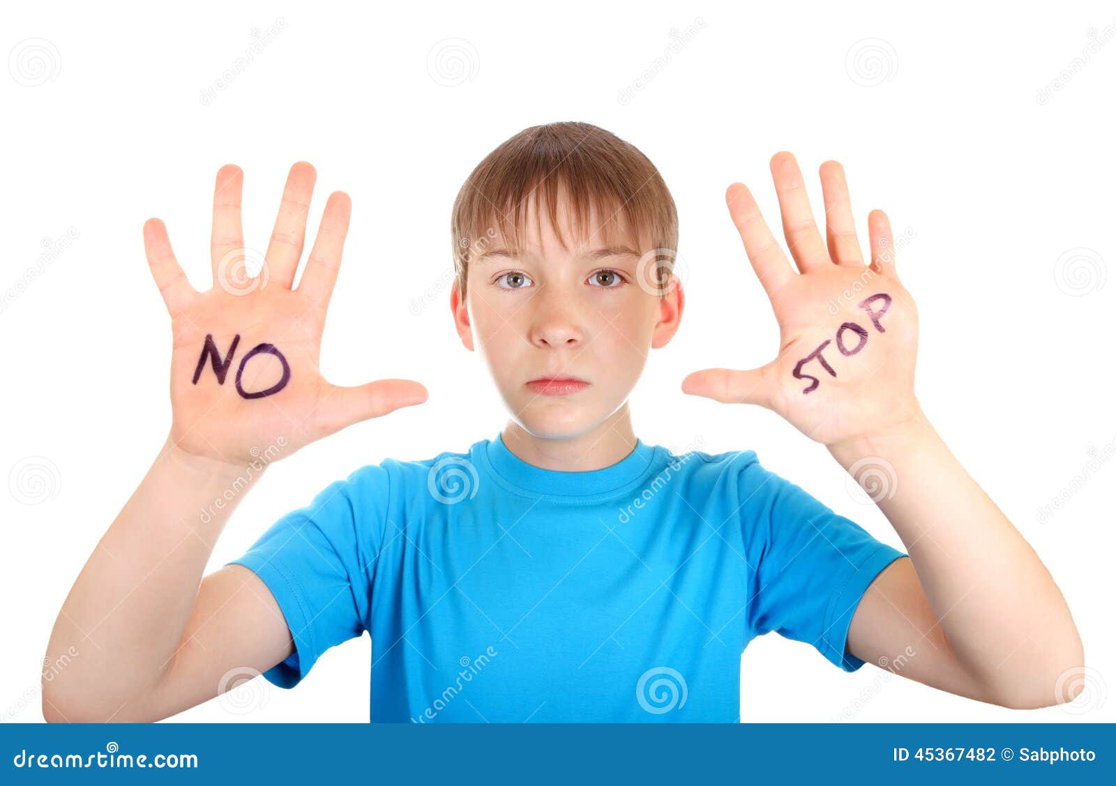 Kid with Refusal Gesture stock photo. Image of caucasian - 45367482