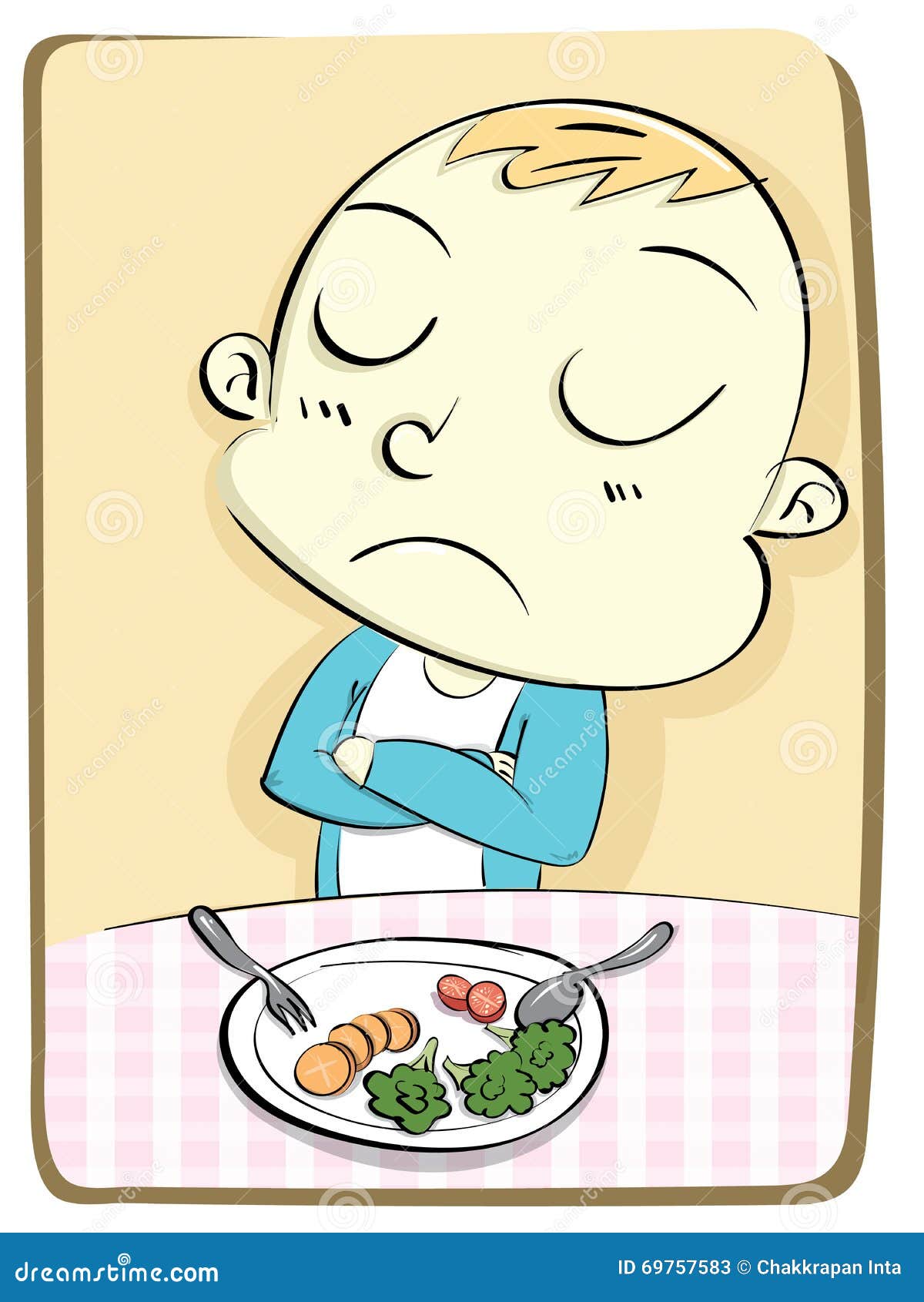 Kid Refusing To Eat Vegetable. Stock Vector - Illustration of vegetable ...