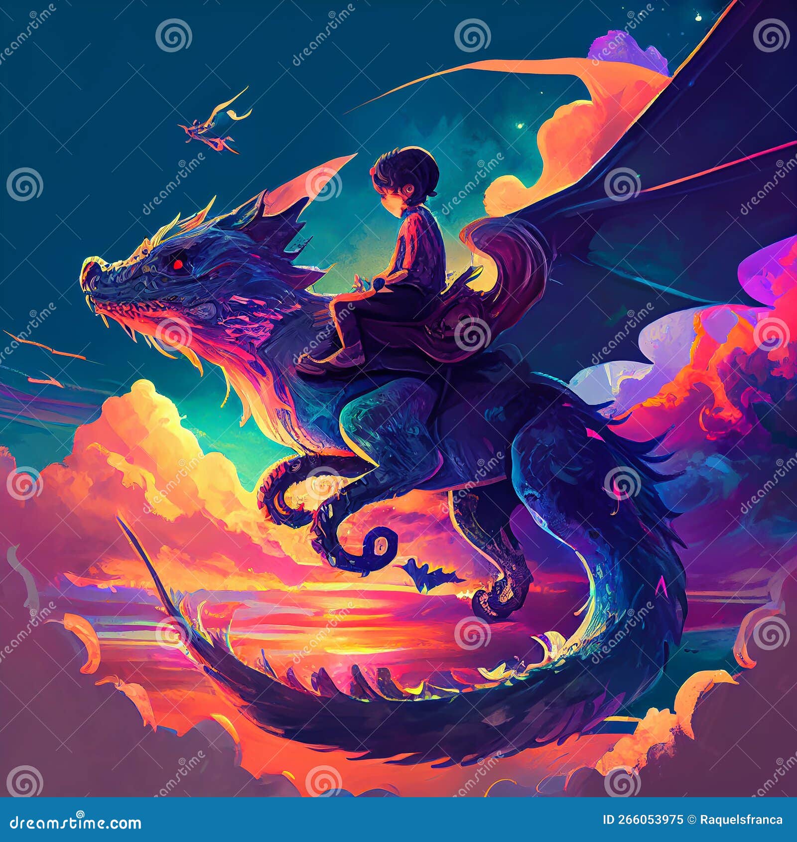 Magical Dragon Flying Cartoon Vector | CartoonDealer.com #51529939
