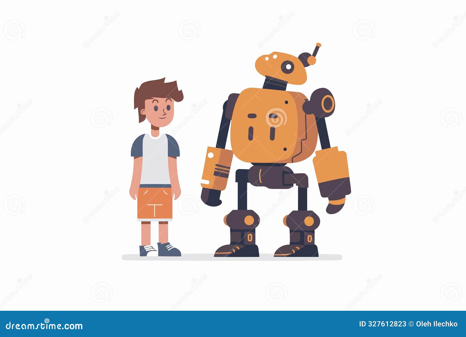 Kid and Robot Isolated Vector Style Stock Vector - Illustration of ...