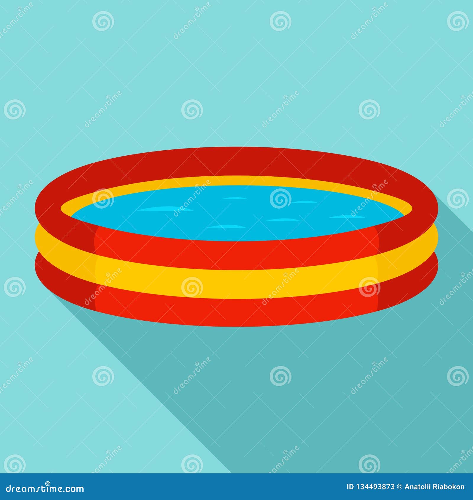 Kid Round Pool Icon, Flat Style Stock Vector - Illustration of happy ...