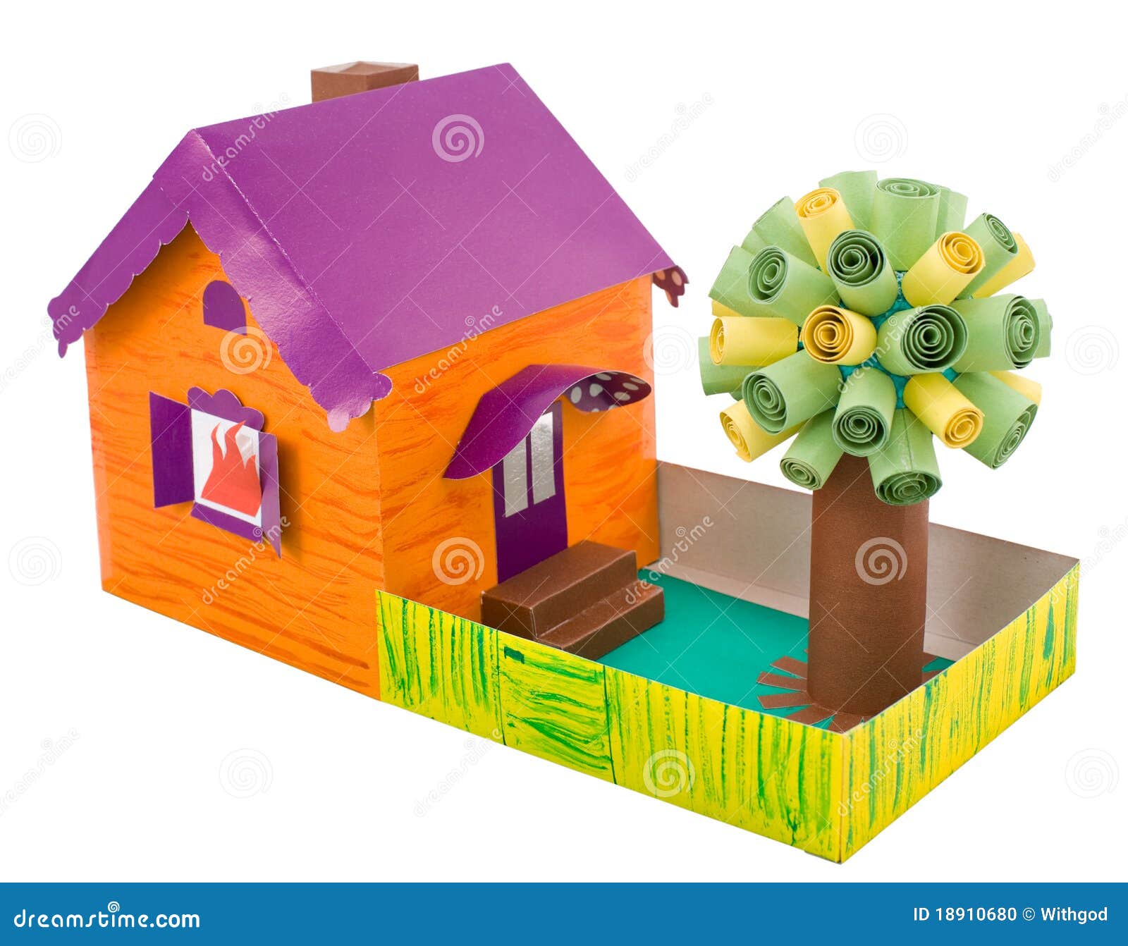 Kid s cardboard handicraft stock photo. Image of house - 18910680