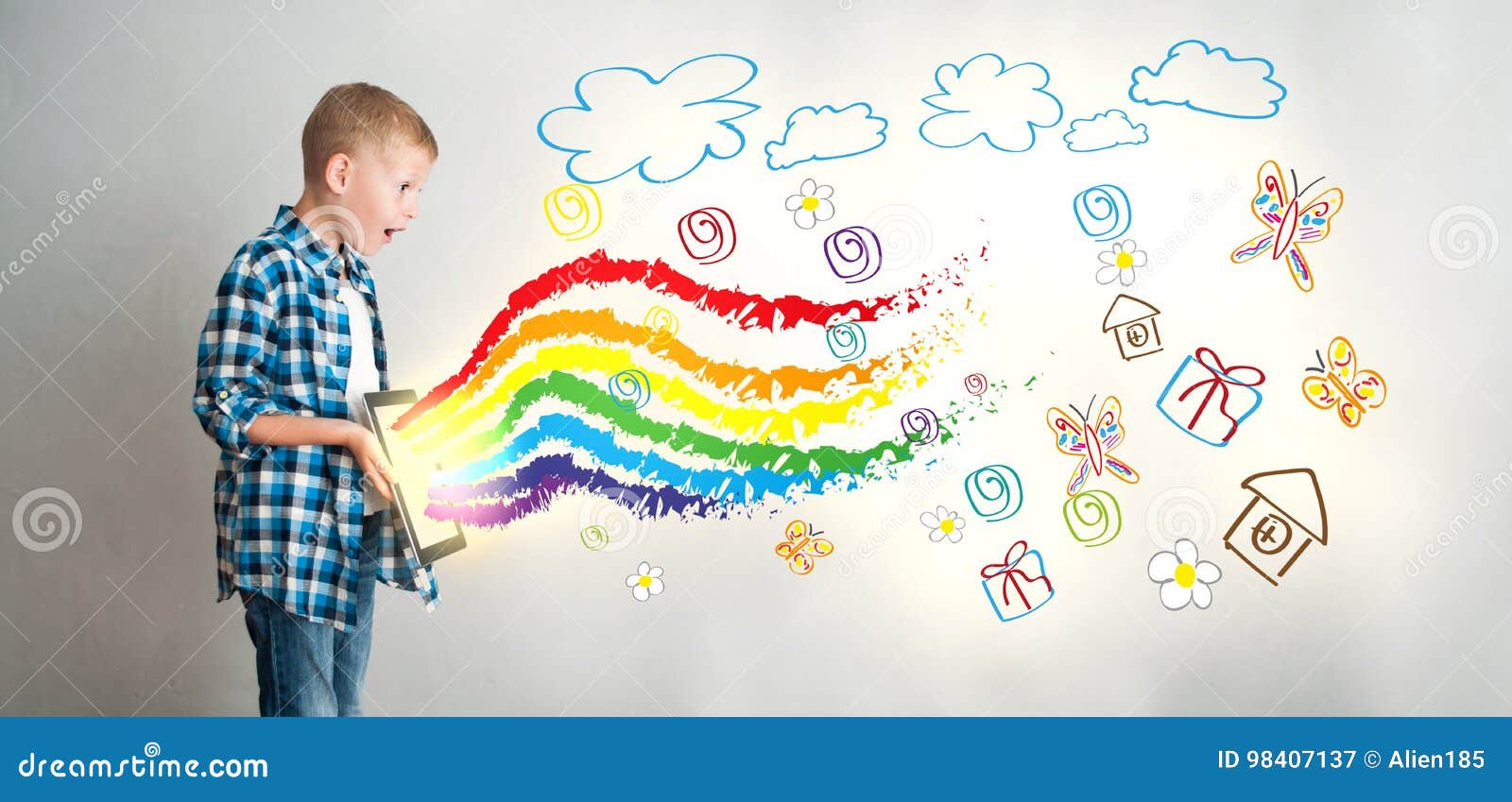 Kid`s Creativity with Digital Technologies Stock Image - Image of ...