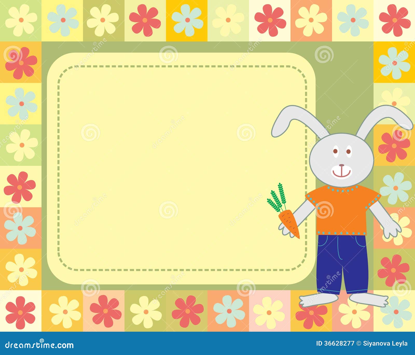 Kid S Frame with Little Rabbit Stock Vector - Illustration of card ...