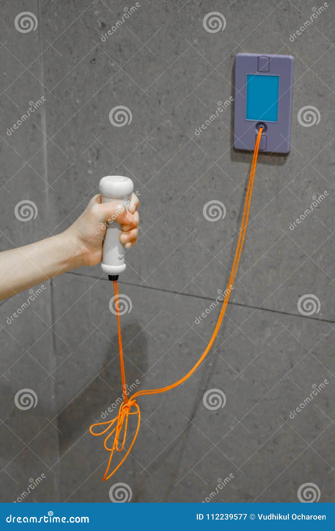 Kid`s Hand Holding Emergency Alarm Switch with Rope Stock Image - Image ...