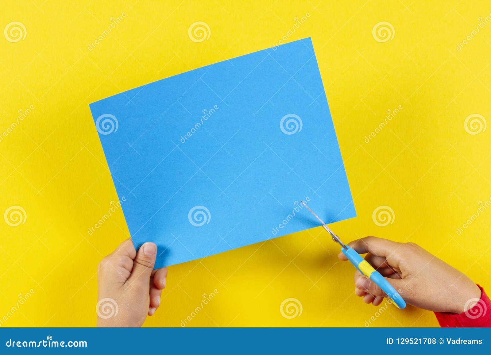 Kid`s Hands Cutting Colored Paper with Scissors Stock Photo - Image of ...