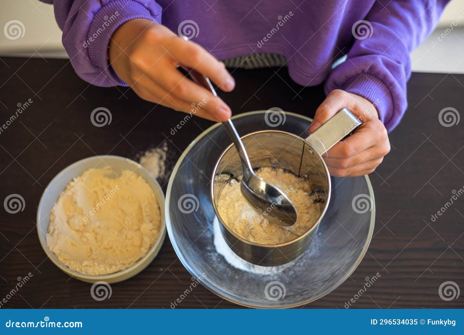 Kid S Hands Sifting Flour UpClose Stock Image - Image of delight ...