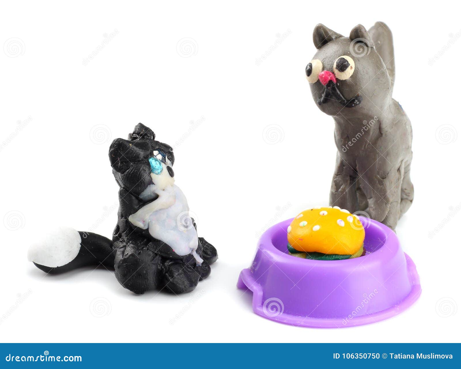 Kid`s Modelling Clay Cat Isolated on White Background Stock Photo ...