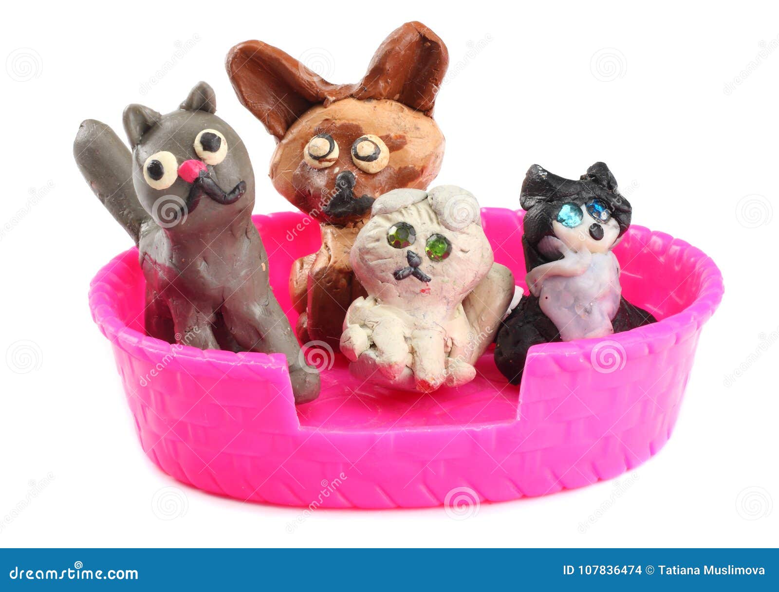 Kid`s Modelling Clay Cat Isolated on White Background Stock Photo ...